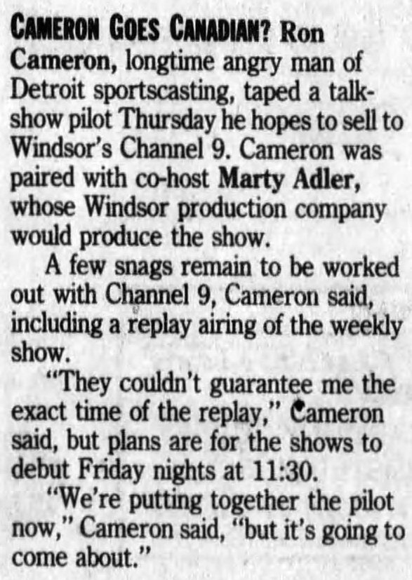 Ron Cameron - Page 1836 - Michigan Radio & TV Buzzboard